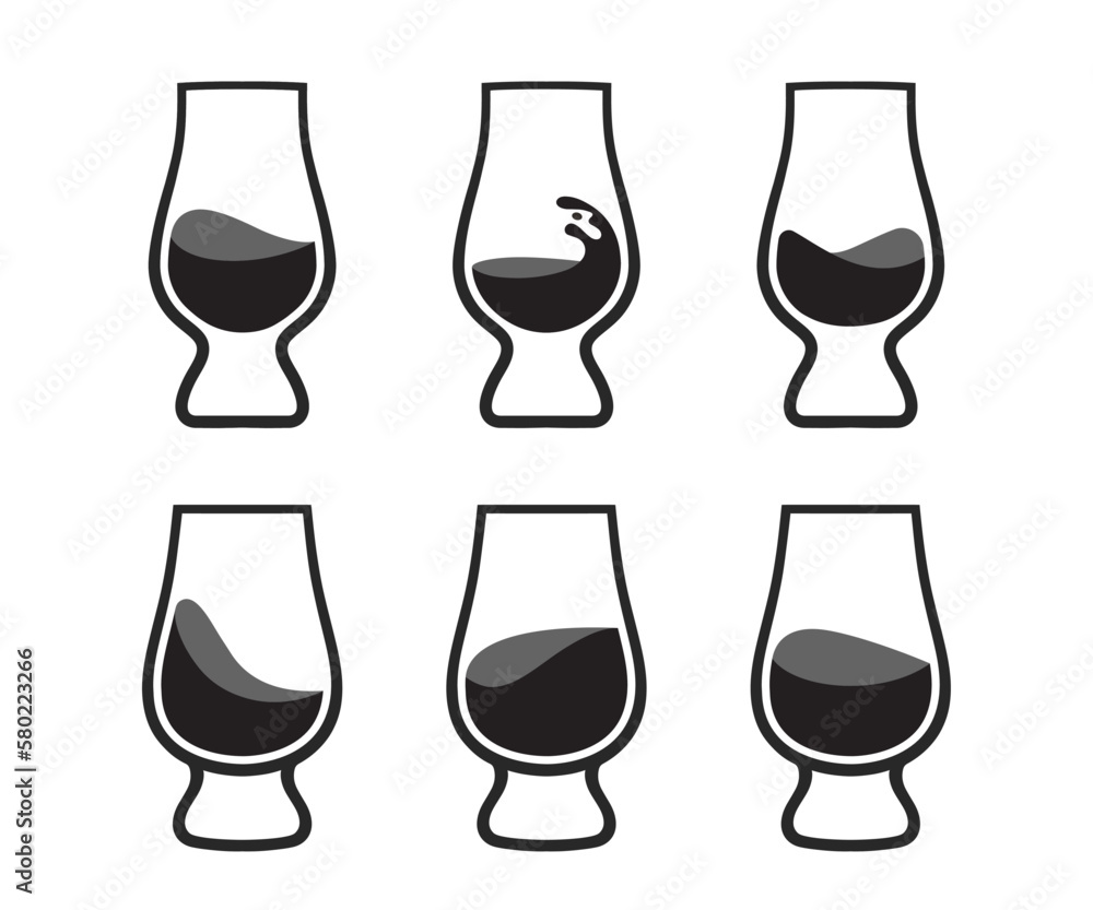Glencairn Whisky Glass icon set. Whiskey Glass logo vector. Whiskey ...