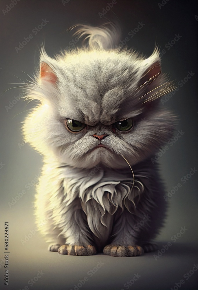 cat table angry frown fantasy art cartoon grumpy old cute single animal ...