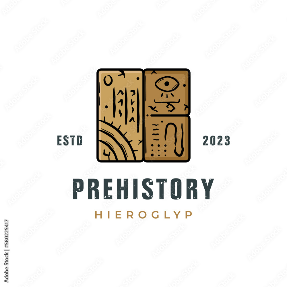 Hieroglyph ancient pre history egypt coptic logo icon, hand drawn ...