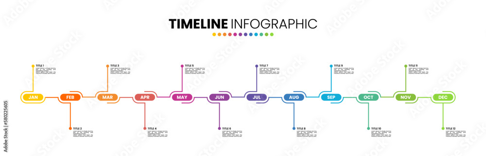 Timeline calendar infographic template 12 months, 1 year. Presentation ...