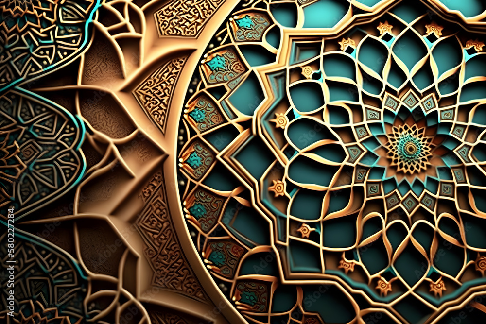 Islamic art background made with Generative AI Stock Illustration ...