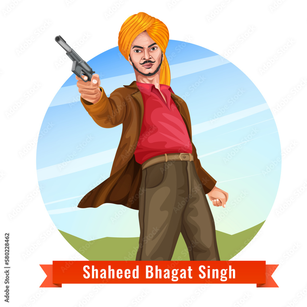 Stock Vector illustration of Nation Hero and Freedom Fighter Bhagat ...