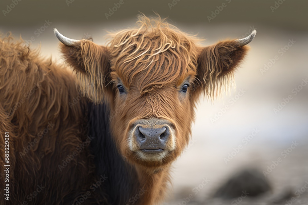 Highland Cattle (Bos Primigenius Taurus), Calf, Portrait of An Animal ...