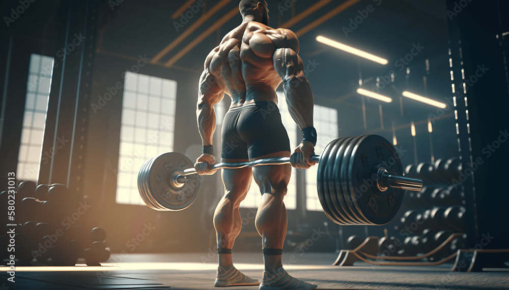 A person lifting heavy weights in a gym with Power, Realistic ...