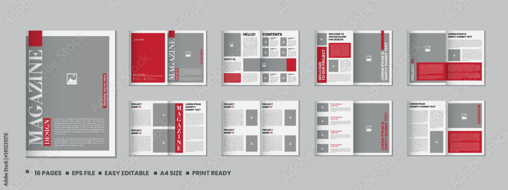 Portfolio magazine template design or 16 pages Fashion magazine and a4 ...