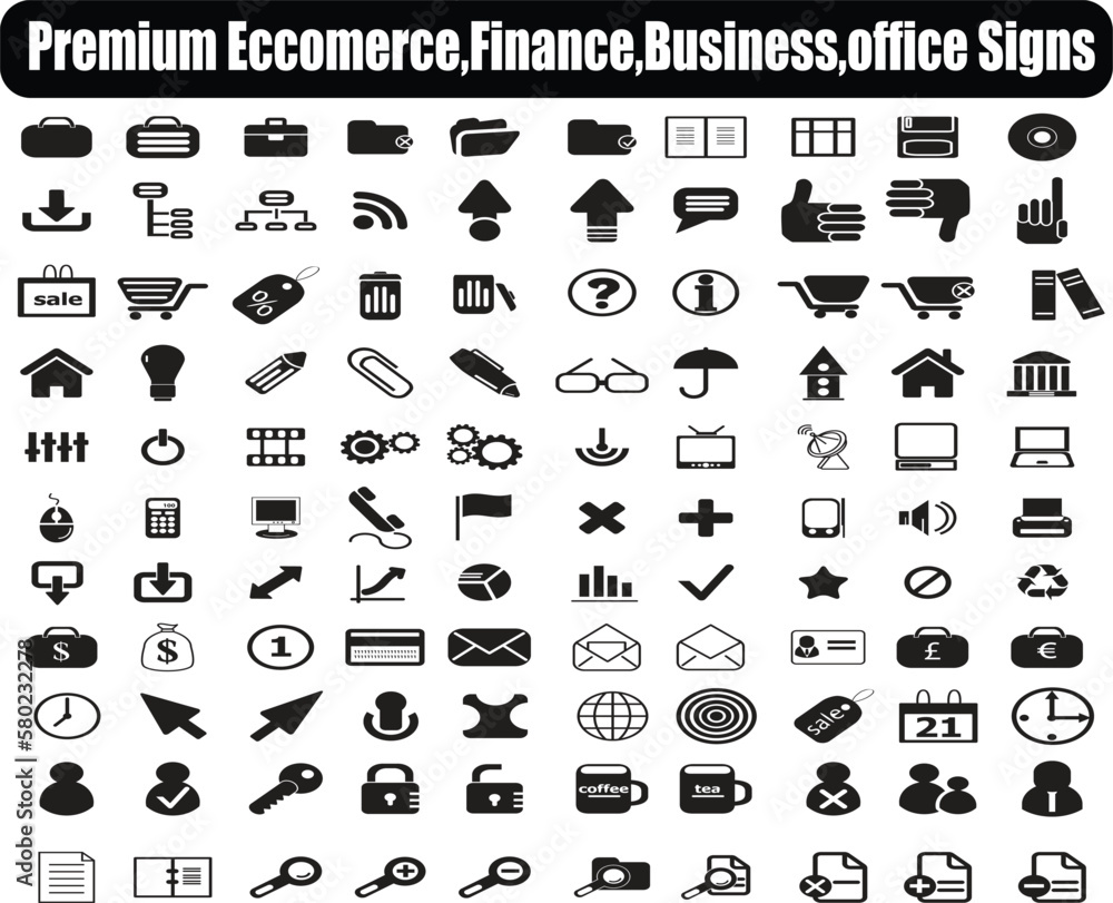 black and white icons set | premium E-commerce service and Business ...