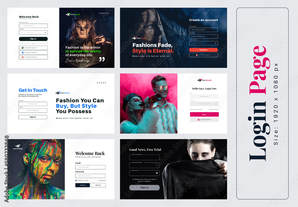 Login Page Design UI UX Design Layout 素材庫範本 | Adobe Stock
