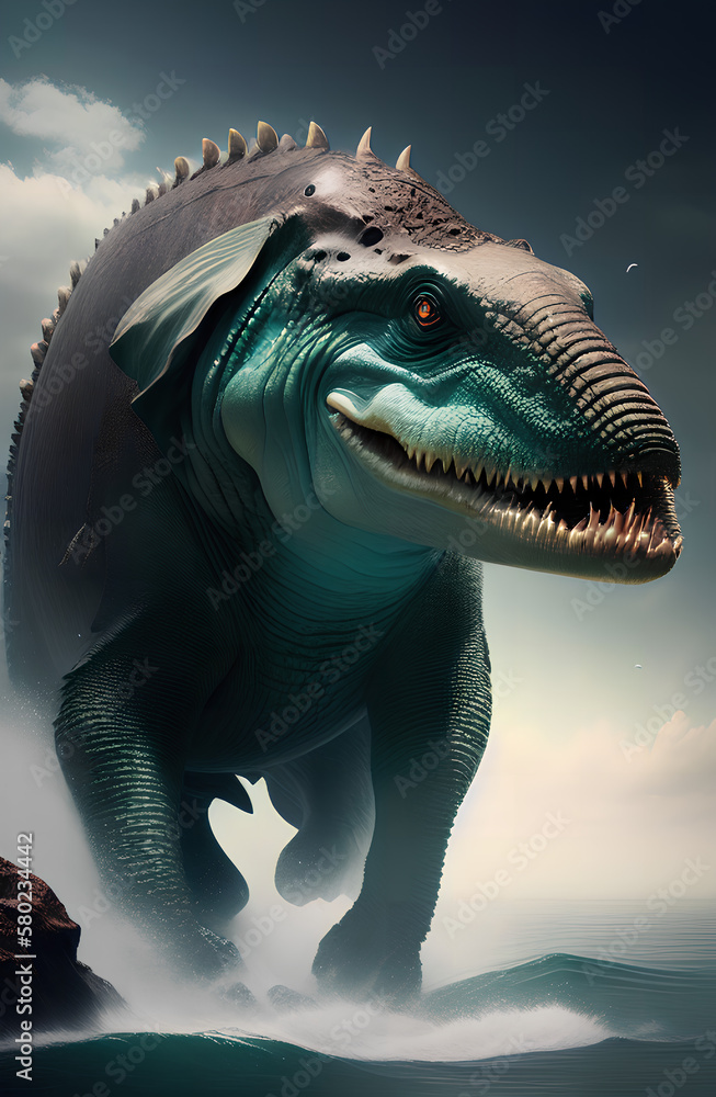 Makara - a sea creature with the head of a crocodile, trunk of an ...