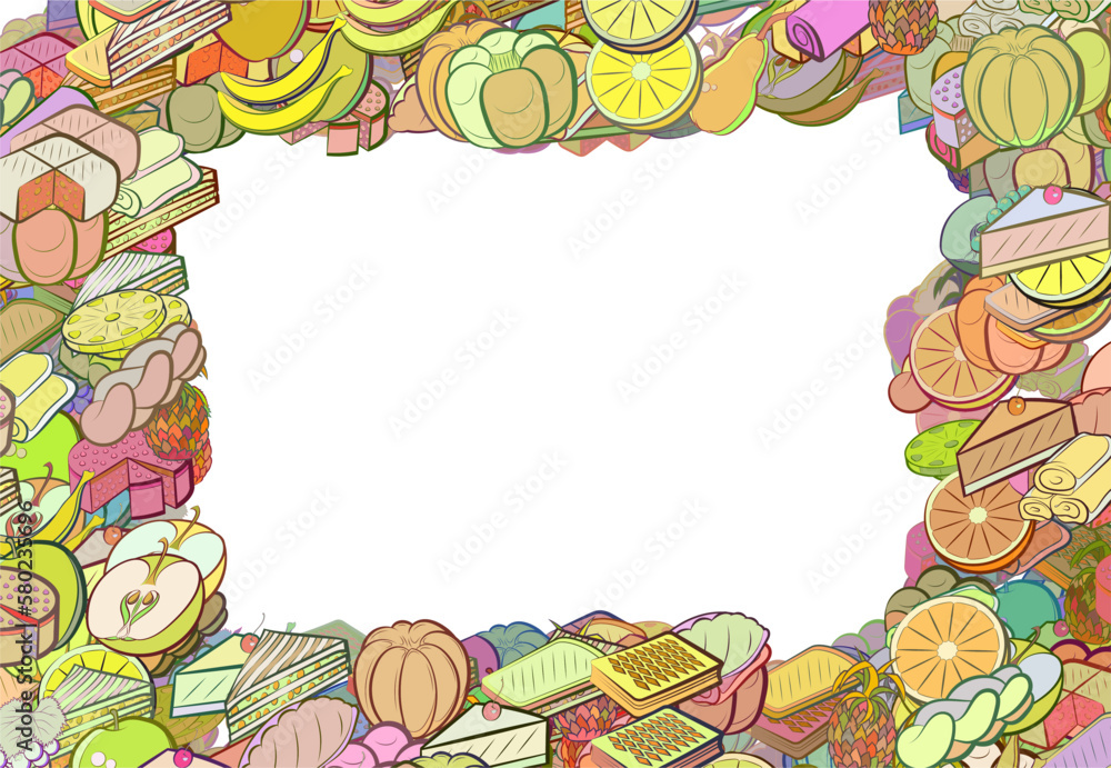 Background pattern abstract design texture. Fruits and Bakery products ...