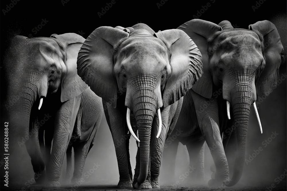 A group of elephants. A beautiful photo to print on the wall. Printable ...