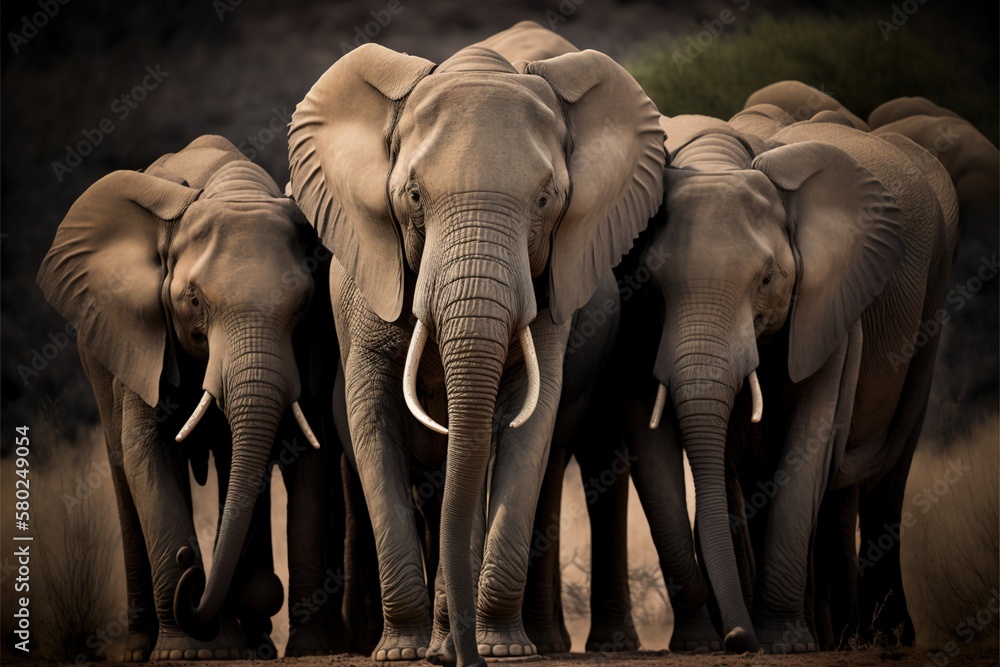 A group of elephants. A beautiful photo to print on the wall. Printable ...