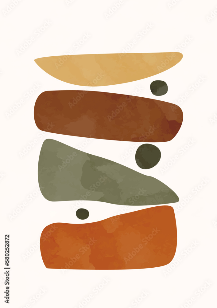 Abstract poster with balance shapes, stones. A symbol of harmony ...