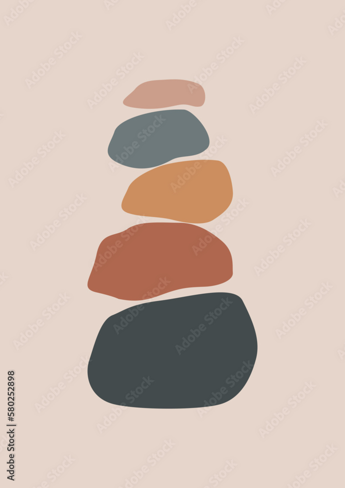 Abstract poster with balance shapes, stones. A symbol of harmony ...