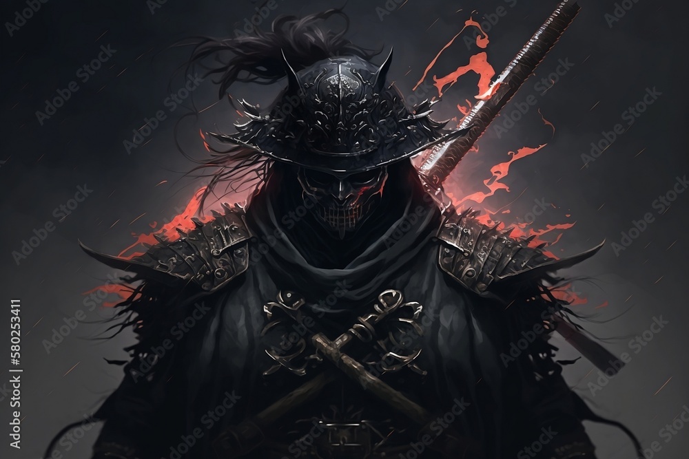 fire samurai zoro background, background wallpaper, Generative AI Stock ...