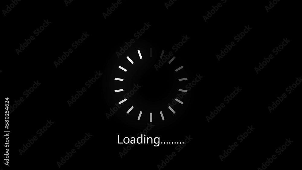 Circle loading icon ,processing bar ,on the black screen background ...