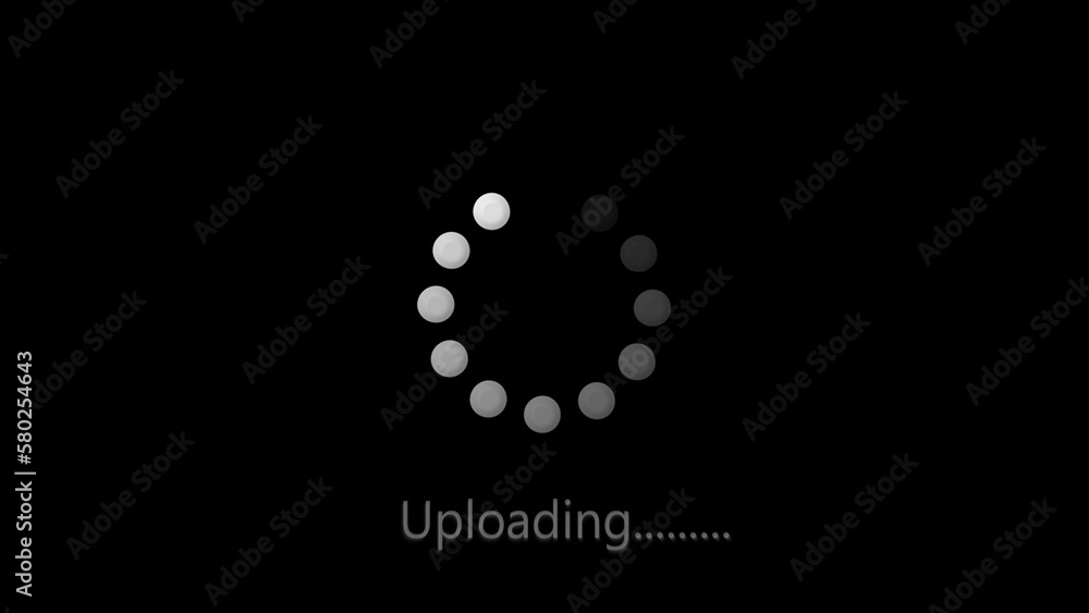 Circle loading icon ,processing bar ,on the black screen background ...