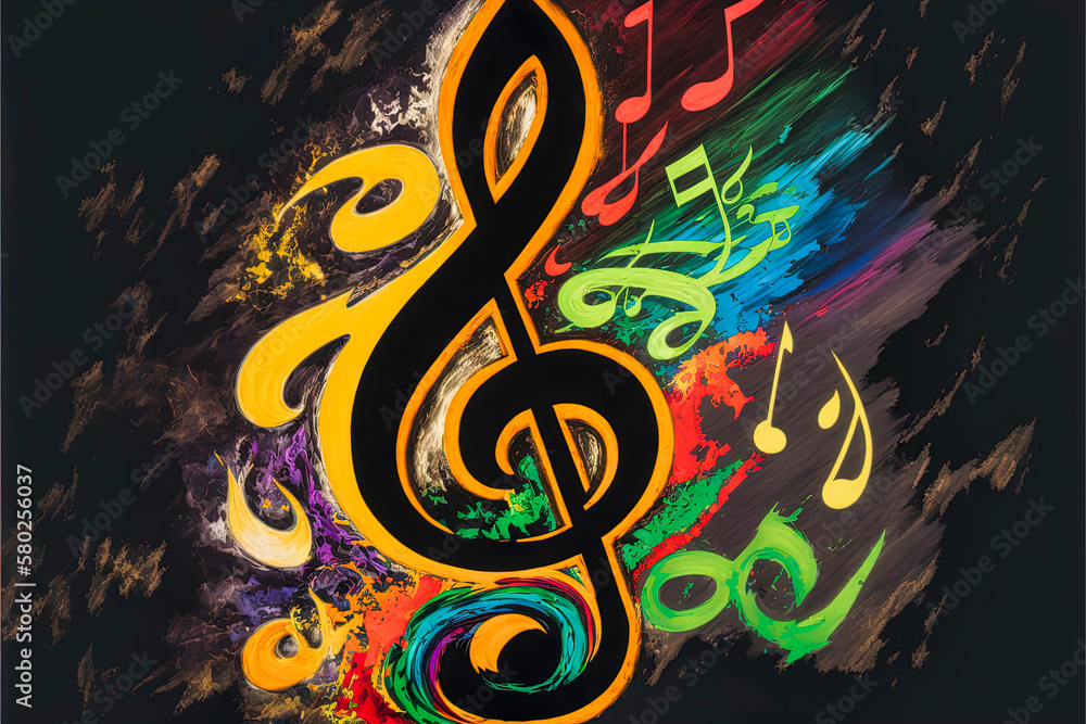 Music graphite poster, treble clef and notes. background, wallpaper ...