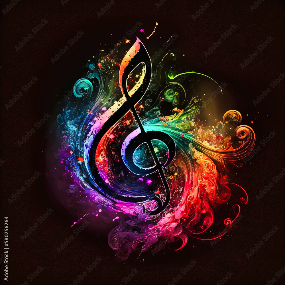 Music graphite poster, treble clef and notes. Background, wallpaper ...
