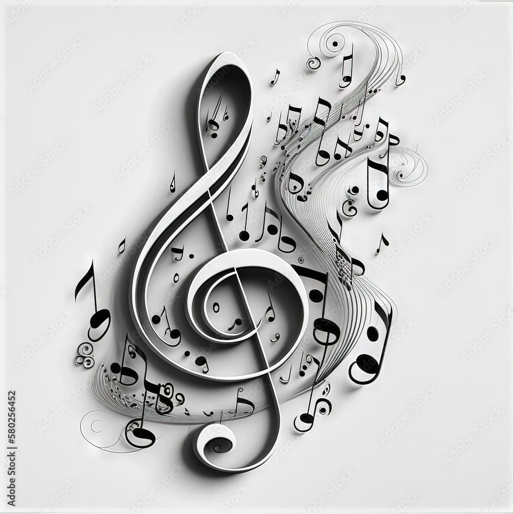 Music graphite poster, treble clef and notes. background, wallpaper ...
