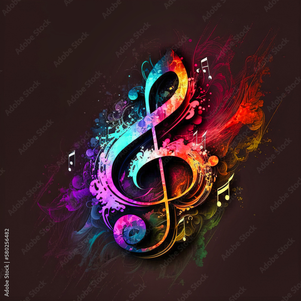 Music graphite poster, treble clef and notes. Background, wallpaper ...