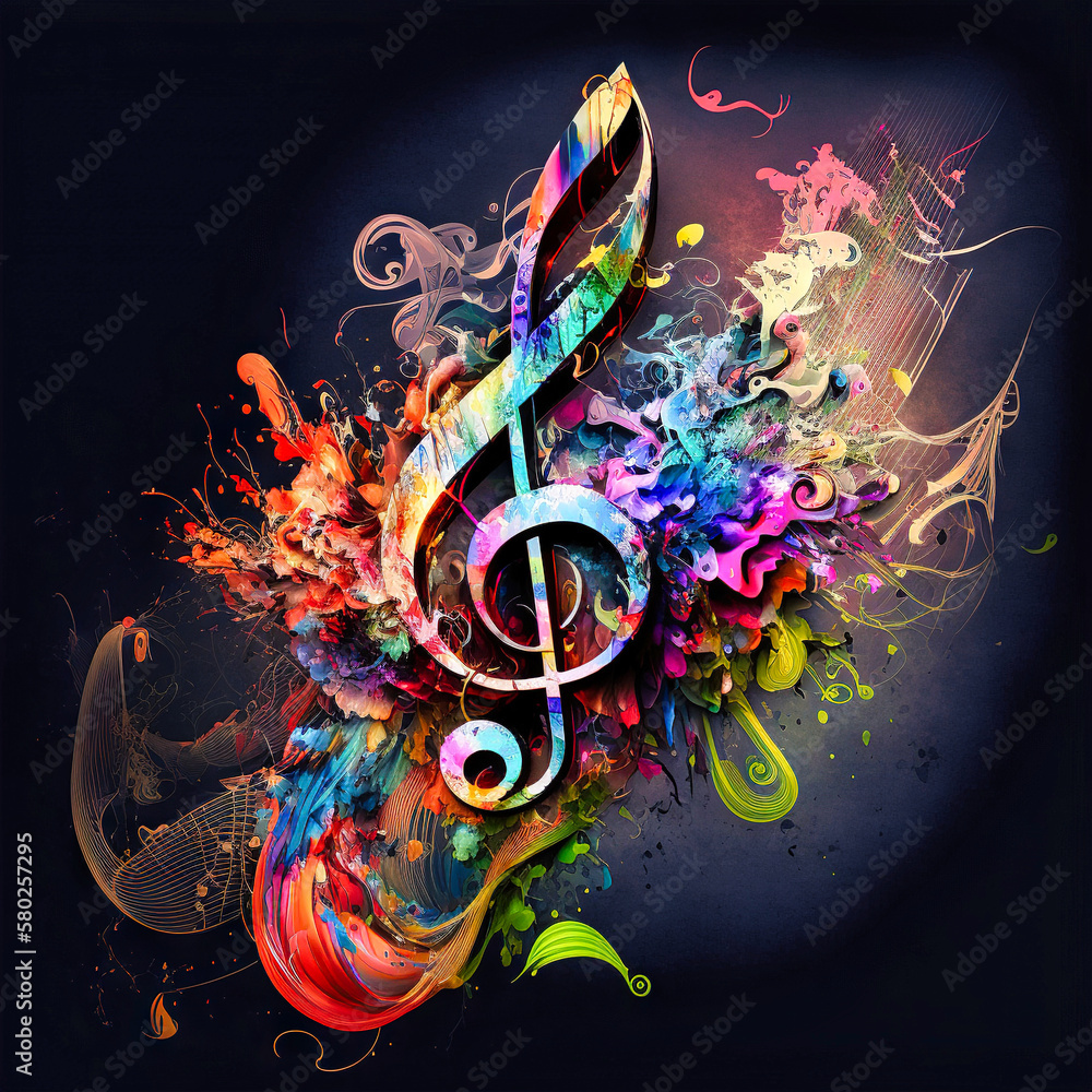 Music graphite poster, treble clef and notes. Background, wallpaper ...