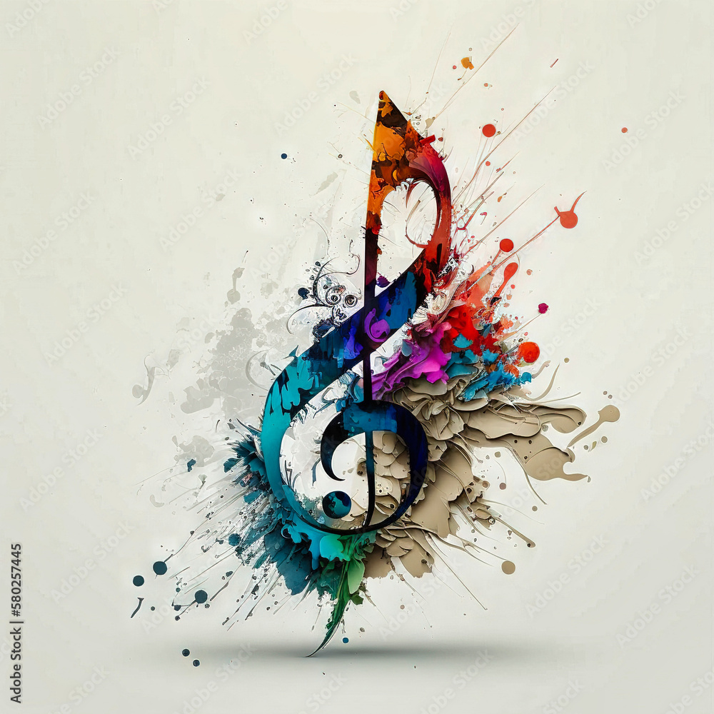 Music graphite poster, treble clef and notes. background, wallpaper ...