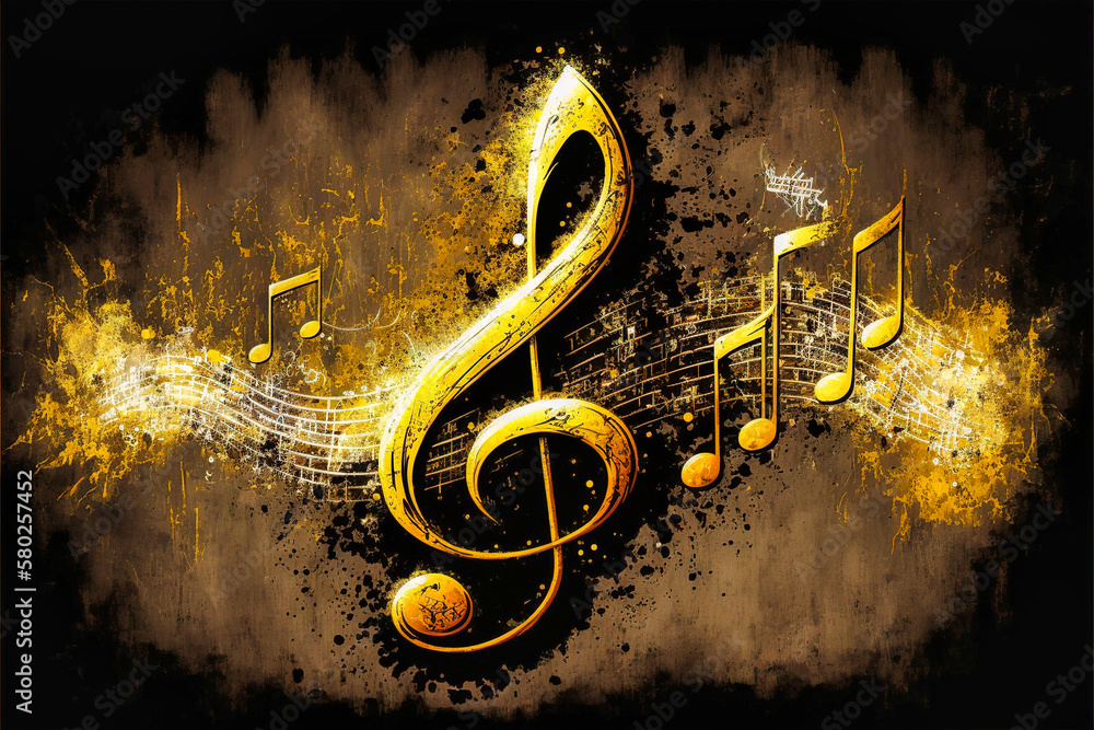 Music graphite poster, treble clef and notes. background, wallpaper ...
