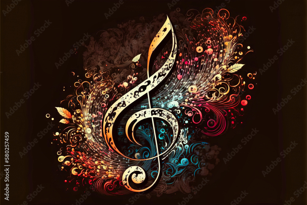 Music graphite poster, treble clef and notes. background, wallpaper ...