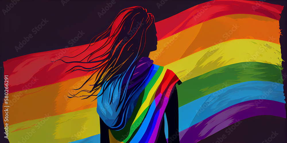 LGBT Pride Month in June. LGBT flag in text. Poster, card, banner ...