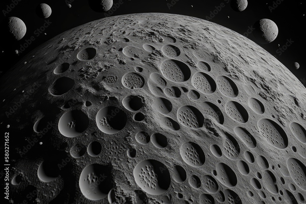Intricate texture of the moon's surface seen up close. Planetary ...