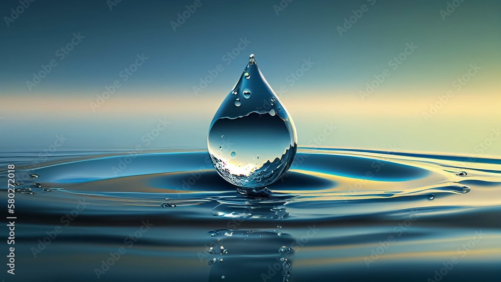 World Water Day, Realistic Depiction of a Water Droplet Falling into a ...