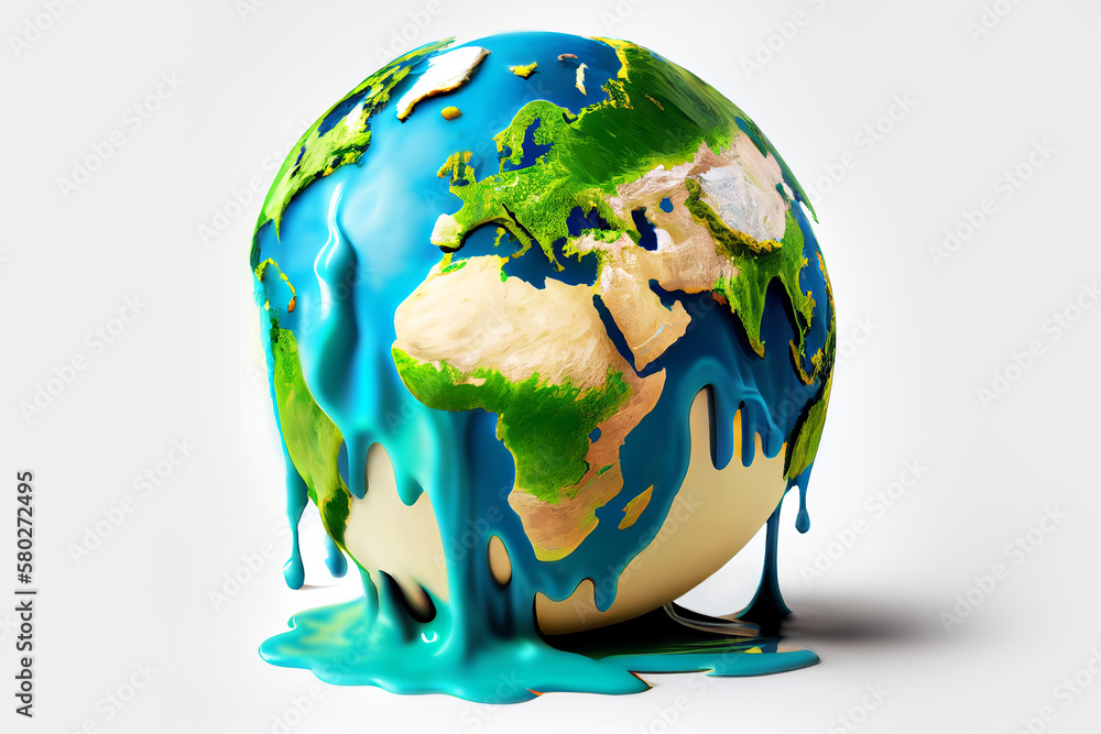 Climate change global warming concept. Planet Earth has warmed up and is melting. Generative AI ...