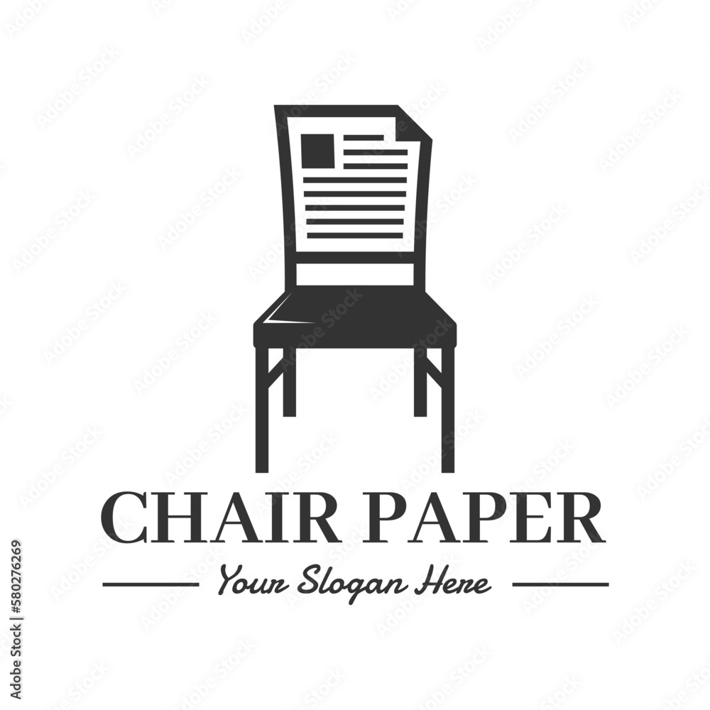 Chair paper vector logo template. This design use chair symbol ...