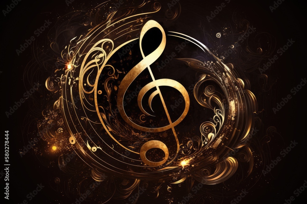 Gorgeous abstract in honor of World Music Day, with a brilliant golden ...