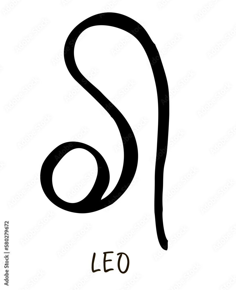 Astrological Leo zodiac sign. Hand drawn vector illustration. Simple ...