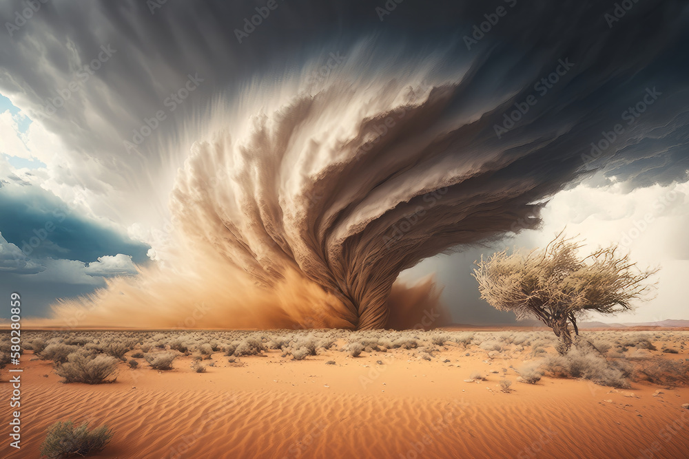 An intense and awe-inspiring sight of a cyclone forming in the desert ...