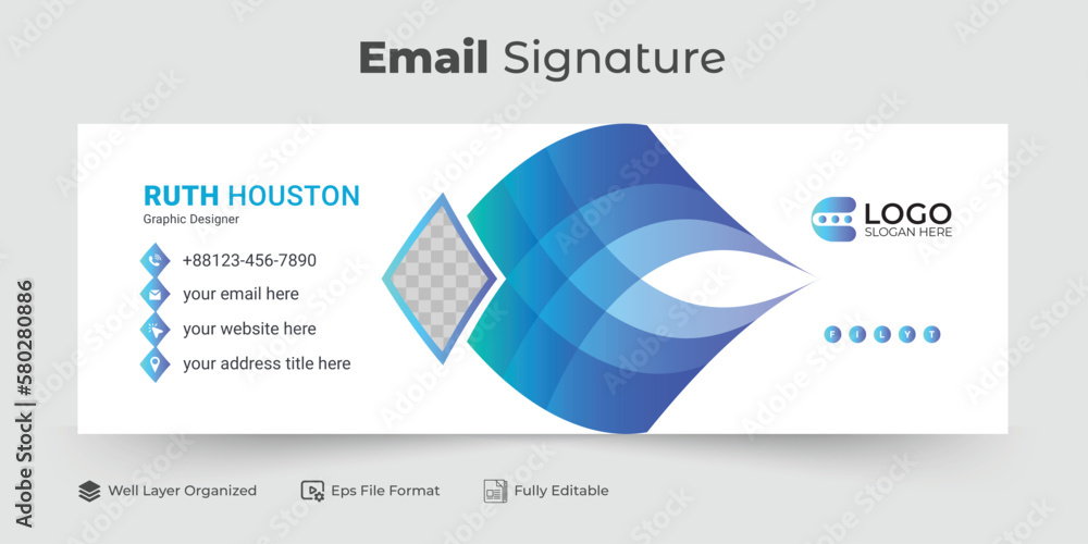 Corporate Email signature template or email footer and personal social ...