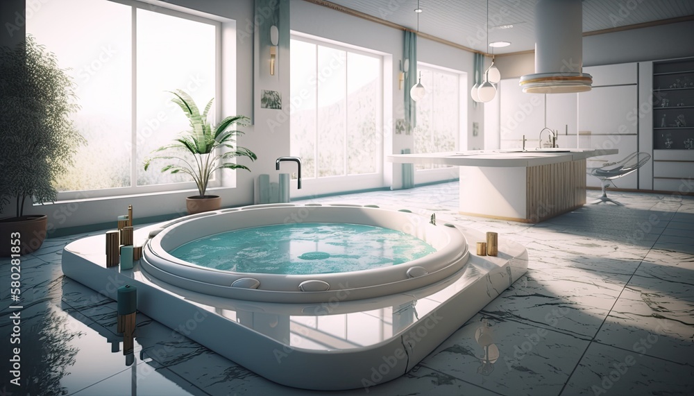 Modern jacuzzi at home to make difficult weekdays easier Stock ...