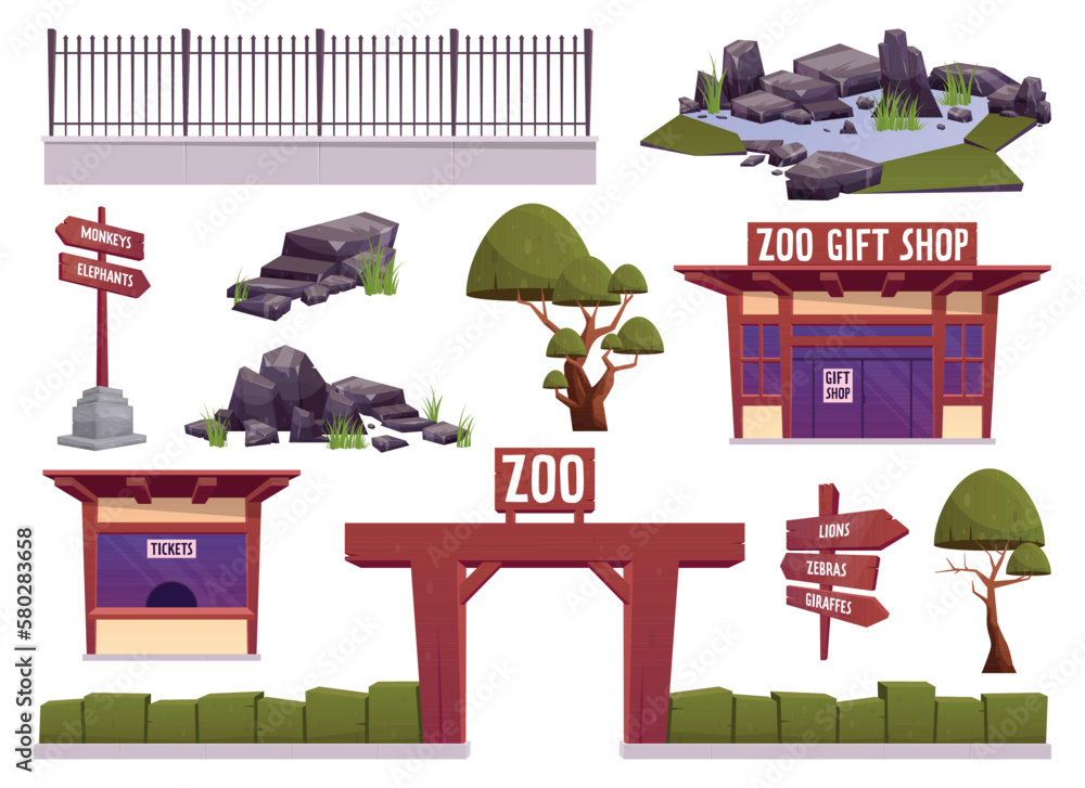 Cartoon Zoo Ticket Booth