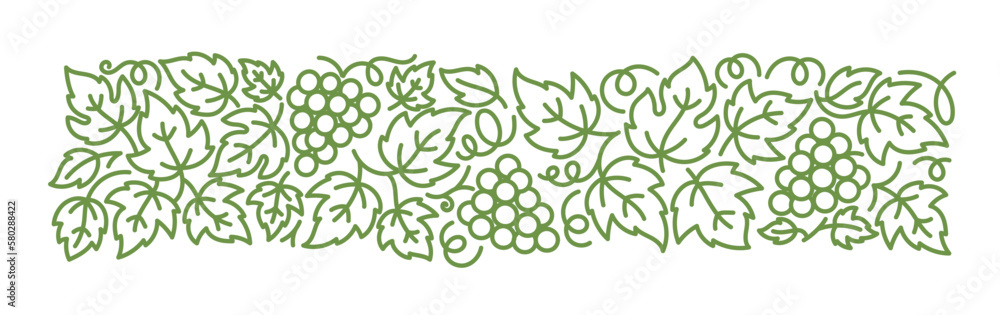 Vetor de Grapevine floral ornament. Thick line pattern. Grape branches ...