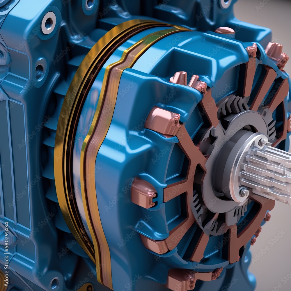 finite element analysis, 3D Illustration, electric motor component with ...