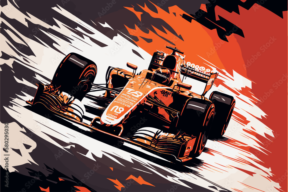 Formula one racer. Vector art of fast racing car. F1 driver competing ...