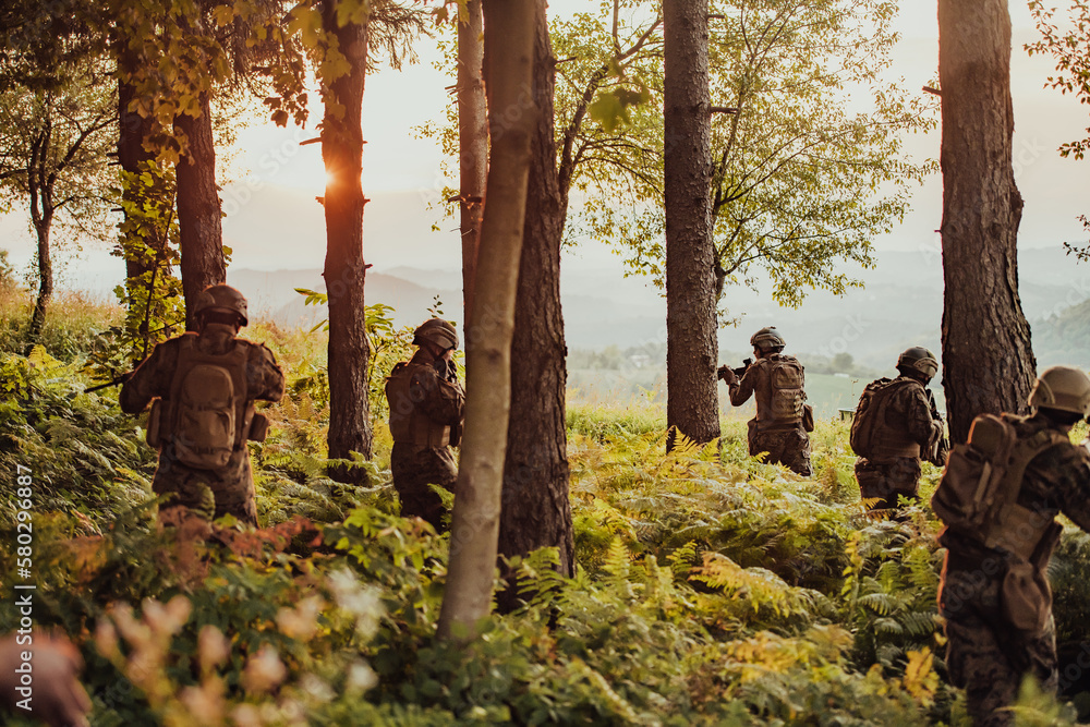A group of modern warfare soldiers is fighting a war in dangerous ...
