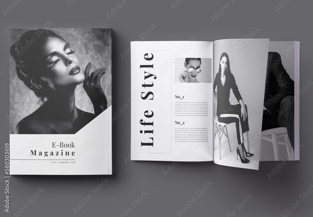 E Book Magazine Template Layout Stock Template | Adobe Stock