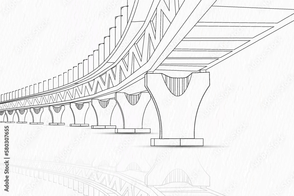 Vector of bangladesh padma bridge line drawing illustration Stock ...