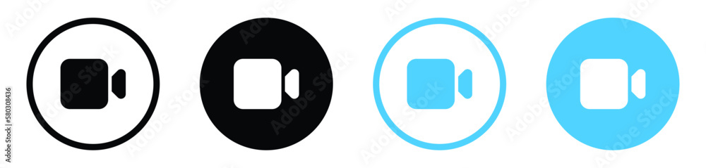 video camera icons set. camera video icon button for streaming ...
