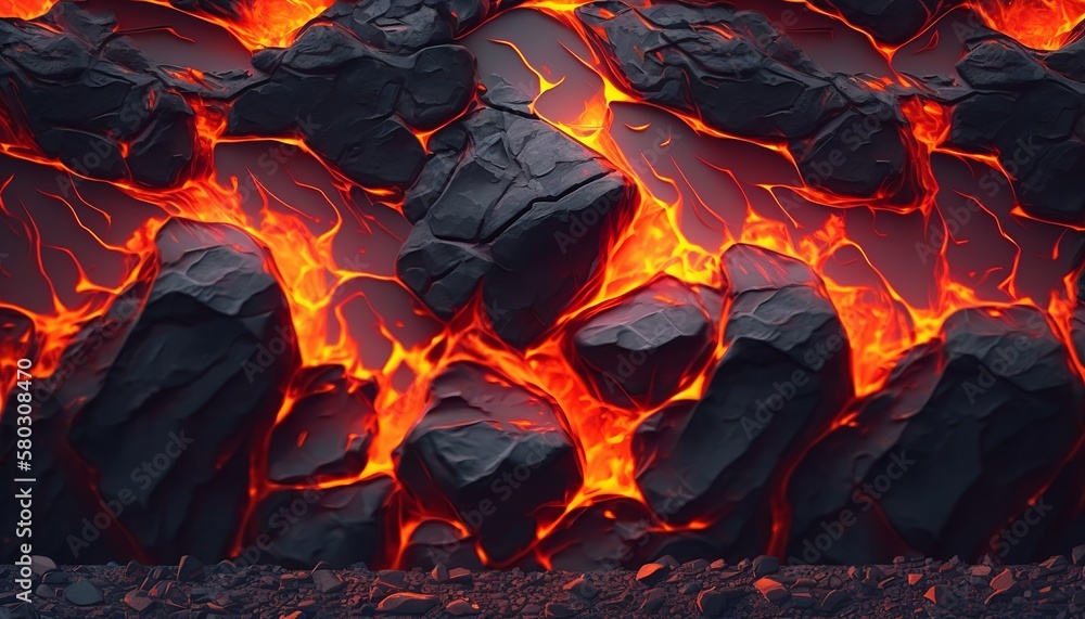 Magma volcano background. Lava fire using UI UX Design. Stock ...