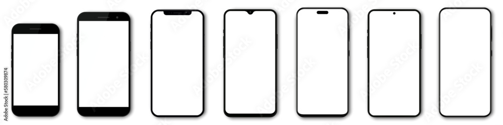 Set high quality realistic trendy different black models smartphone ...