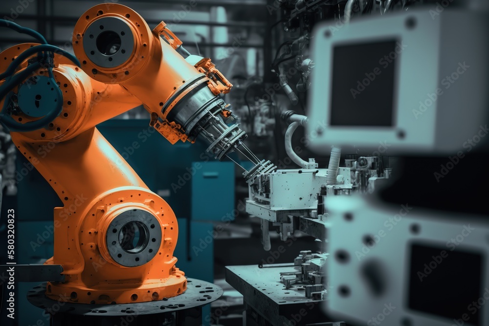 robotic machine tool at industrial, Generative AI. Stock Illustration ...