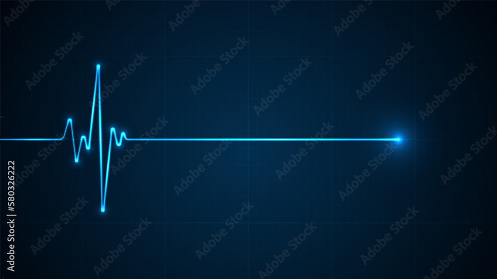 Emergency ekg monitoring. Blue glowing neon heart pulse. Heart beat ...